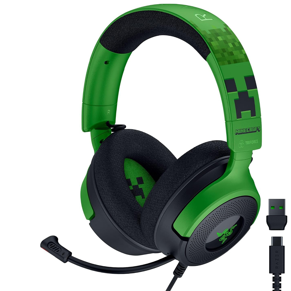 Headset Gamer Razer Kraken V4 X Minecraft Edition RGB / Com fio - Verde ...