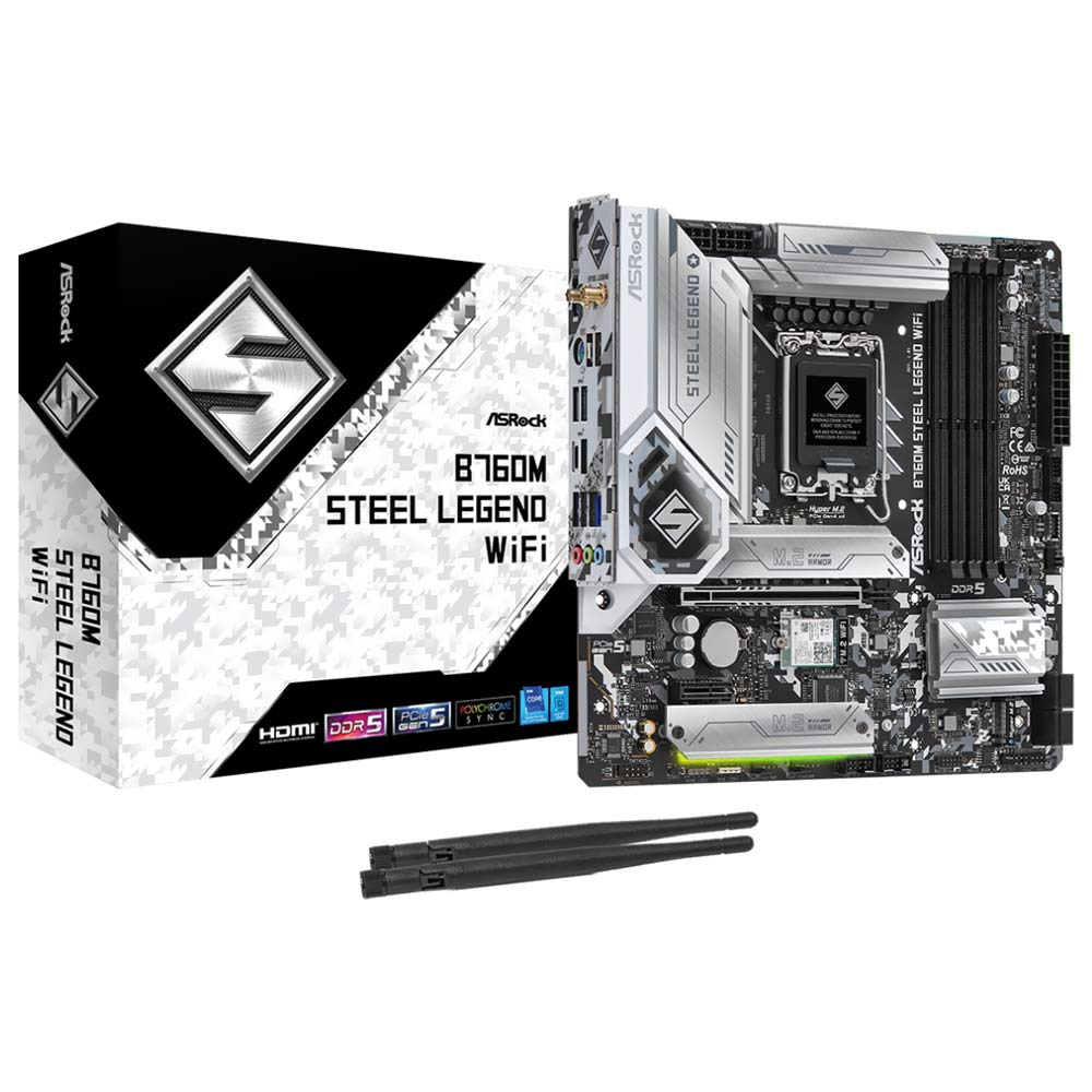 Placa Mãe ASRock B760M Steel Legend Wi-Fi Socket LGA 1700 / DDR5 ...